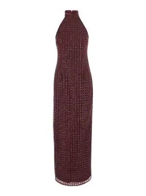 ROTATE BY BIRGER CHRISTENSEN Halterneck Sequin Tech Fabric Dress - Multicolor
