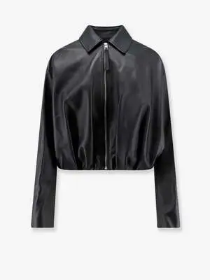 Loewe Cropped Leather Jacket - Black