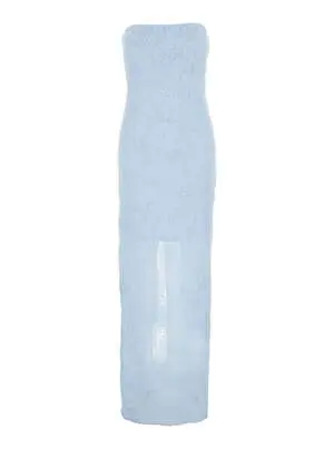 ROTATE BY BIRGER CHRISTENSEN Rotate Women Light Blue Long Dress With All-Over Floral Motif And Back Closure In Tech Fabric Woman