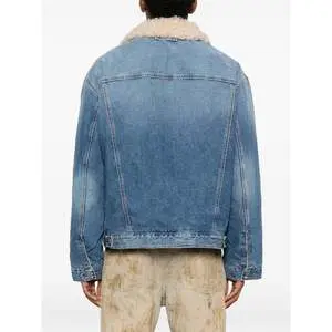 Acne Studios Shearling Collar Denim Jacket - Blue