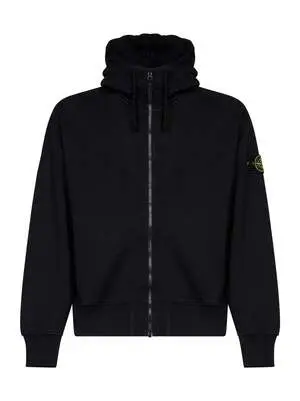 Stone Island Black Organic Cotton Zip-up Hoodie - Multicolor