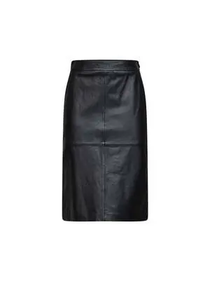 Max Mara Black Hammered Nappa Leather Msttimore Pencil Skirt - Multicolor