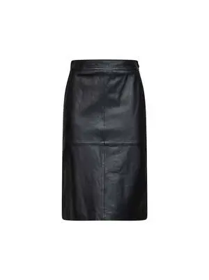 Max Mara Black Hammered Nappa Leather Msttimore Pencil Skirt - Multicolor