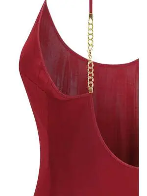 Saint Laurent Backless Knit Dress With Cassandre Chain