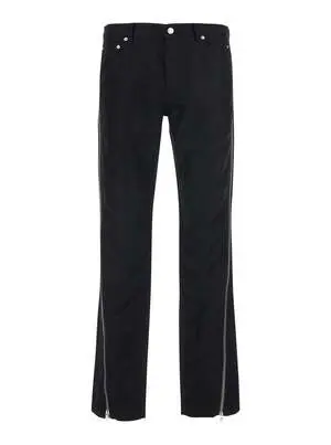 Rick Owens Vega' Black Pants With Openable Side Zippers In Wool Blend For
