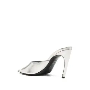 Attico Metallic High Heel Open Toe Slip-on Shoes - Silver