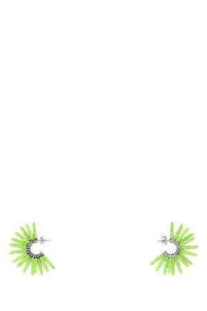 Bottega Veneta Silver Cone Earrings - Green