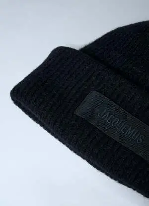 Jacquemus Logo Motif Beanie Hat - Black
