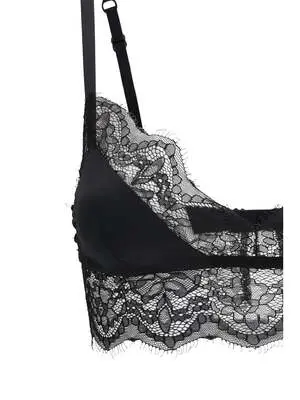 Dolce & Gabbana Satin Soft-cup Bralette Bra With Lace