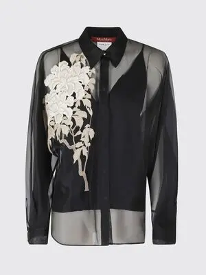 Max Mara Embroidered Silk Shirt - Black
