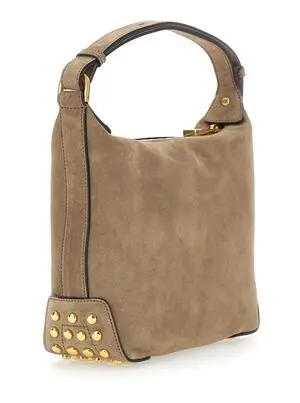 TOD'S Beige Handbag With Top Handle And Metal Dots In Suede For - Cream