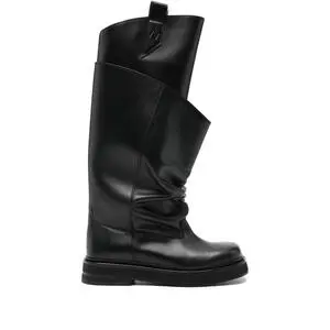 Attico Leather Pull-tab Boots - Black