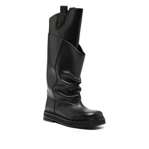 Attico Leather Pull-tab Boots - Black