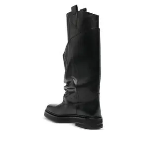 Attico Leather Pull-tab Boots - Black