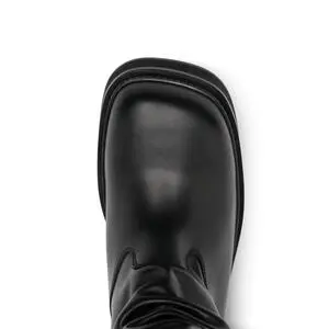 Attico Leather Pull-tab Boots - Black