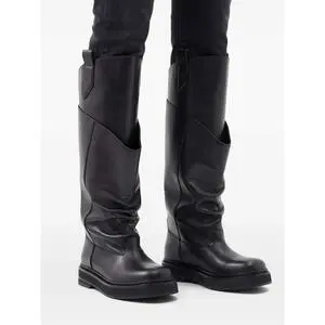 Attico Leather Pull-tab Boots - Black
