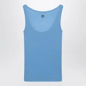 Versace Wool Tank Top With Logo Embroidery - Blue