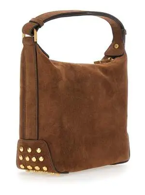 TOD'S Handbag With Top Handle And Metal Dots In Suede For - Brown