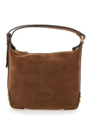 TOD'S Handbag With Top Handle And Metal Dots In Suede For - Brown