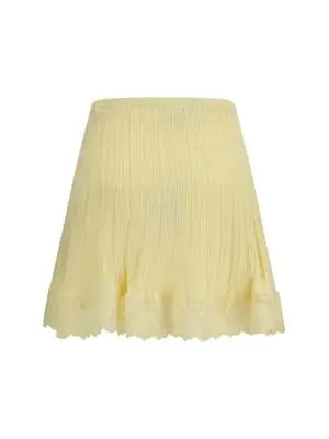 SELF-PORTRAIT Pointelle Knit Mini Skirt - Yellow