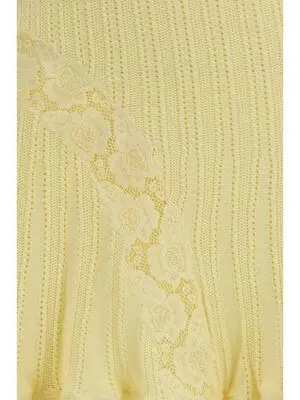 SELF-PORTRAIT Pointelle Knit Mini Skirt - Yellow