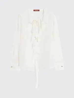 Max Mara Silk Blouse With Ruffles - Blue
