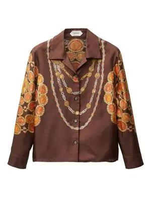 Versace The Lover Print Silk Twill Shirt - Brown