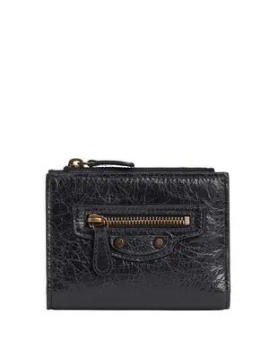 Balenciaga Le City Bifold Wallet In Arena Leather - Black