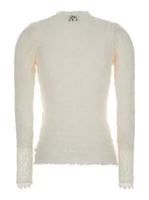 Isabel Marant Étoile Brany' White Top With All-over Lace Trim In Cotton Blend For - Multicolor