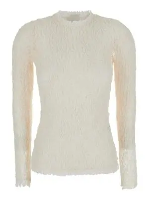 Isabel Marant Étoile Brany' White Top With All-over Lace Trim In Cotton Blend For - Multicolor