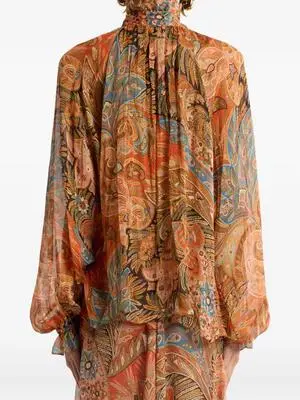Etro Silk Shirt With Frill Collar - Multicolor