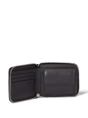 Fendi Leather Compact Wallet With Zip And Ff Logo