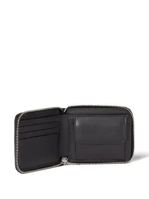 Fendi Leather Compact Wallet With Zip And Ff Logo