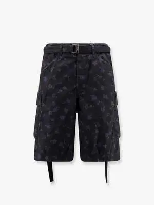 Sacai Printed Cotton Shorts - Black