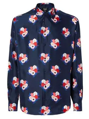 Fendi Shirt Over Silk Bou - Blue