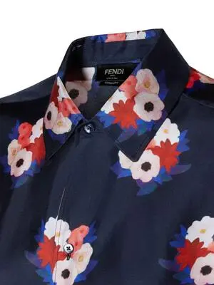 Fendi Shirt Over Silk Bou - Blue