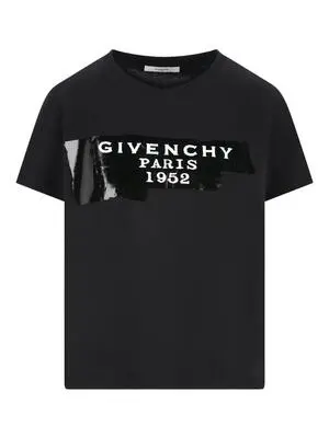 Givenchy Cotton T-shirt With Tape Print - Black