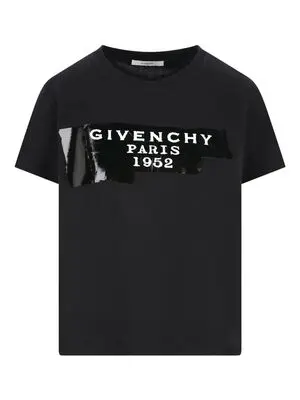 Givenchy Cotton T-shirt With Tape Print - Black