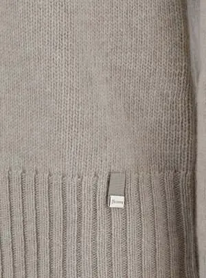 Herno Grey Crewneck Sweater With Logo Patch On The Front In Wool For
