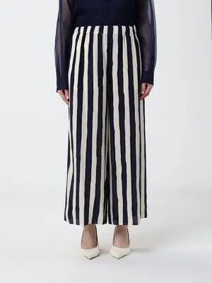 Max Mara Nirvana Printed Silk Palazzo Trousers - Blue