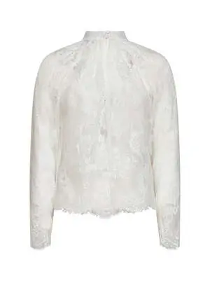 SELF-PORTRAIT White Lace Long-sleeved Blouse