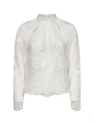 SELF-PORTRAIT White Lace Long-sleeved Blouse - Multicolor