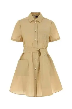 Loewe Beige Cotton Blend Paula S Ibiza Shirt Dress - Brown