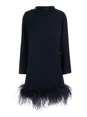 P.a.r.o.s.h High Neck Feather Hem Dress - Multicolor