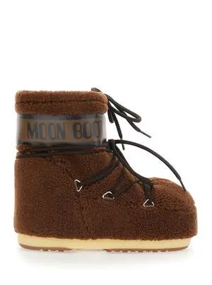 Moon Boot Icon Low' Snow Boots With Maxi Logo Print On The Side In Fleece For - Brown