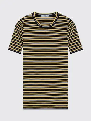Prada Striped Cotton Blend Crew-neck Pullover - Blue