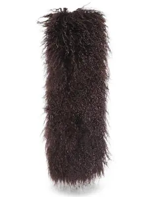 YVES SALOMON Scarf Long Hair Lamb - Brown