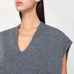 ROBERTO COLLINA Oversized Grey Wool Vest - Gray