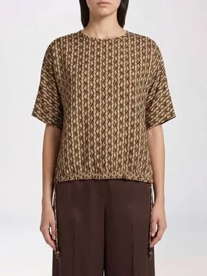 Max Mara Printed Silk Top - Brown