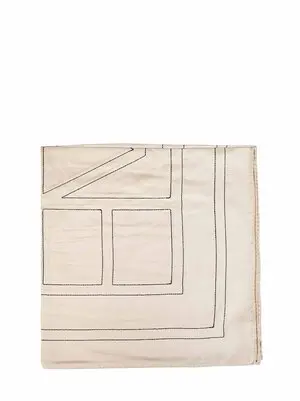 TOTEME Ivory Silk Embroidered Monogram Scarf - Multicolor